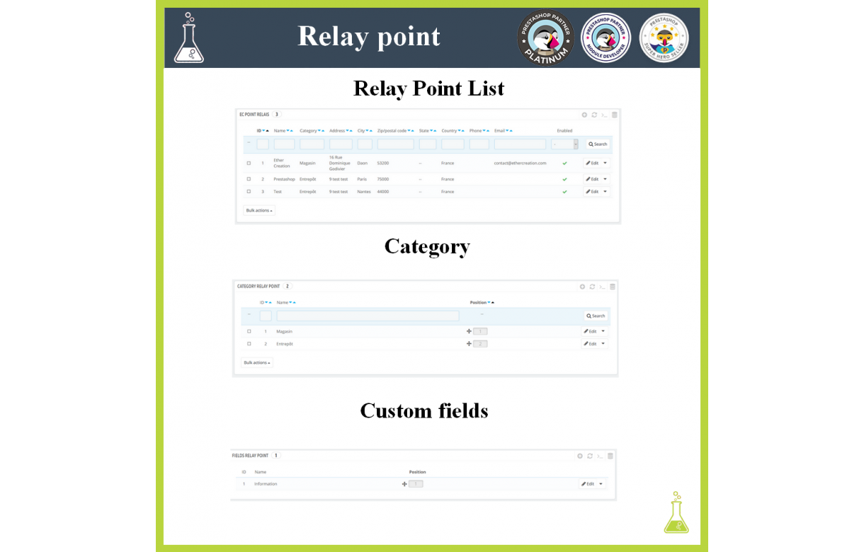 Prestashop module : Manage your relay points
