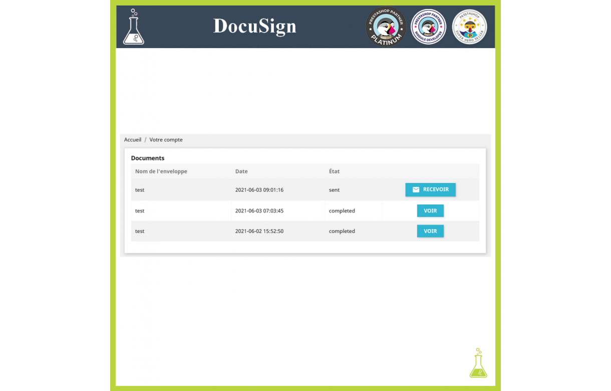 DocuSign - Signature électronique avec Prestashop