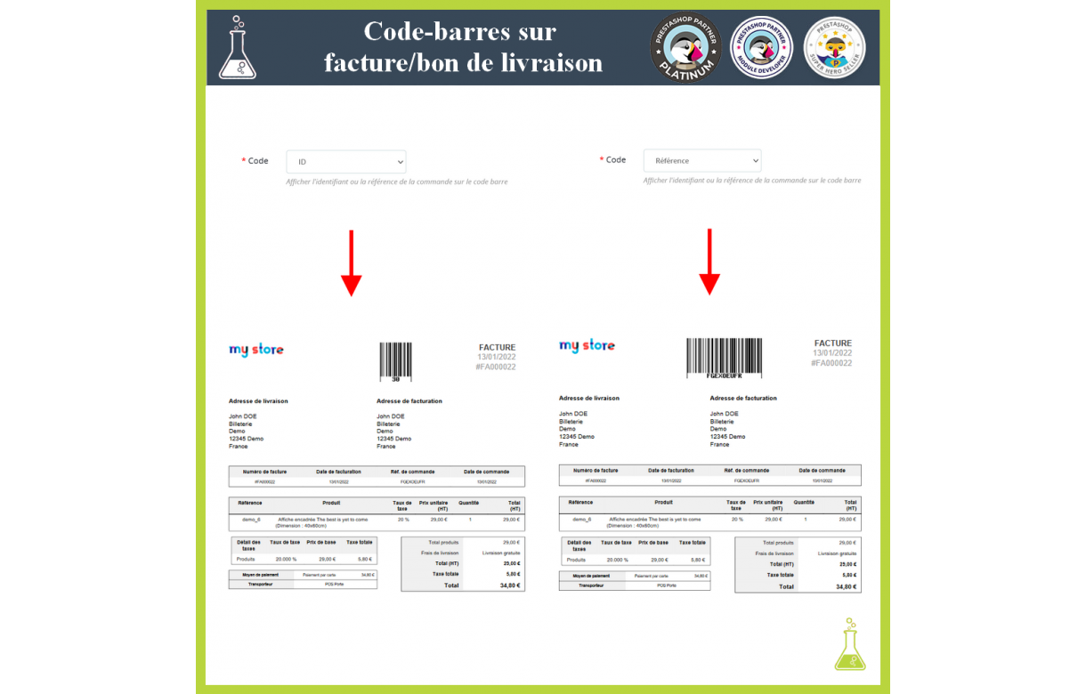 Générer des codes-barres sur les factures/bons de livraison