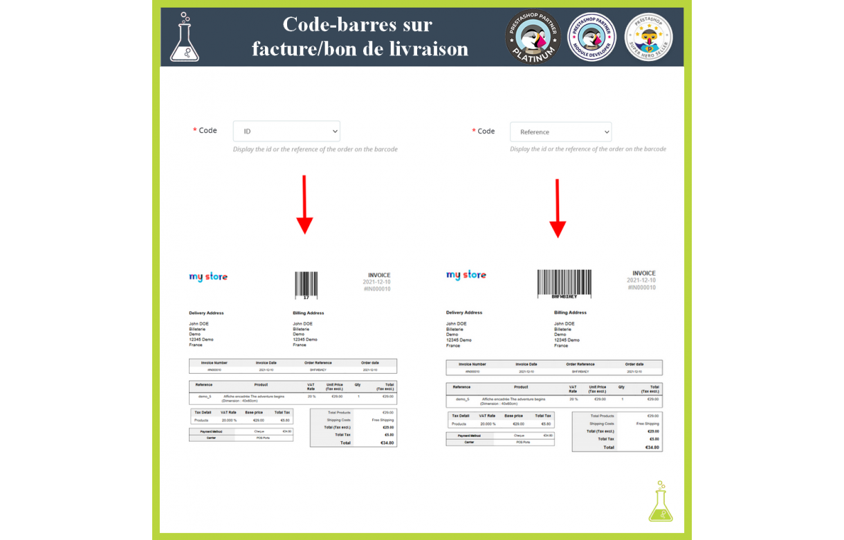 Generate barcodes on invoices/order delivery notes