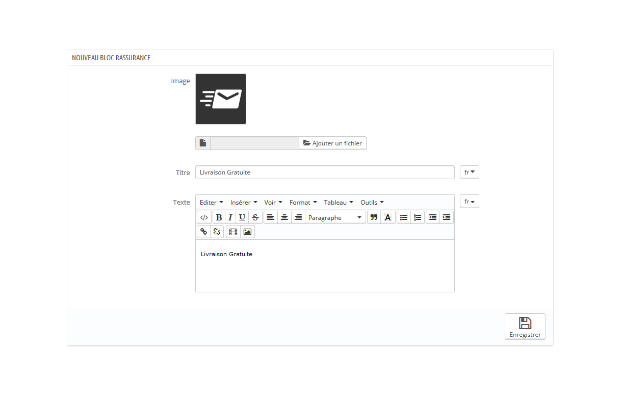 Customizable and responsive customer reassurance block