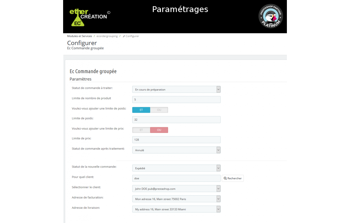 Module commande groupée